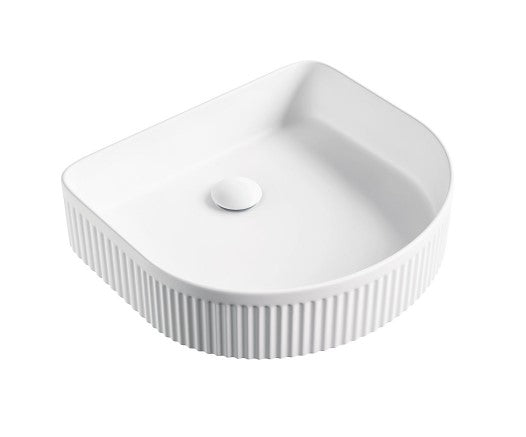 Eleanor Arch Above Counter Fluted Basin, Matte White — qcbathroom