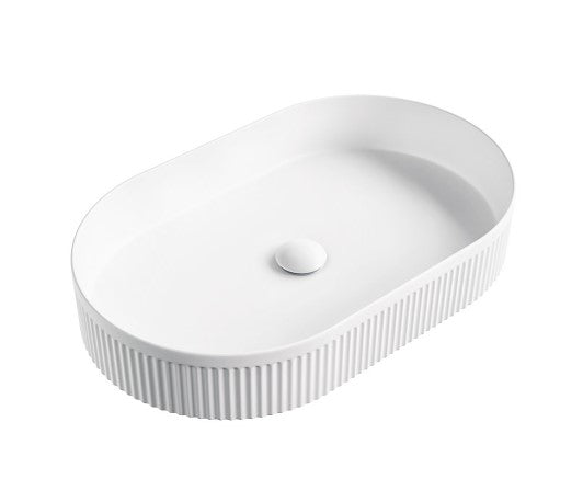 Eleanor Oval Above Counter Fluted Basin, Matte White — qcbathroom